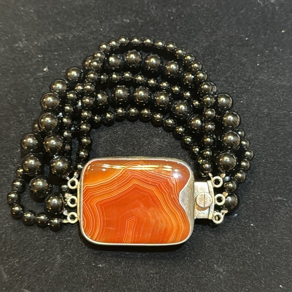 Vintage | Jewelry | Vintage Rust Orange Color Large Stone Sterling ...